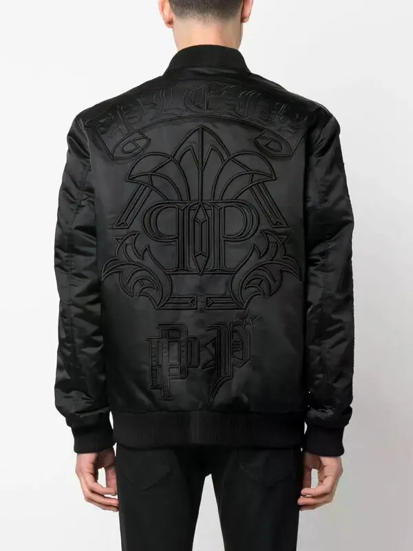 Philipp Plein Logo-embroidered Satin Bomber Jacket