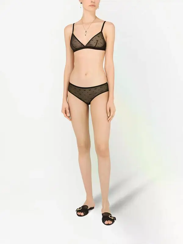 Dolce & Gabbana Jacquard Tulle Triangle Bra