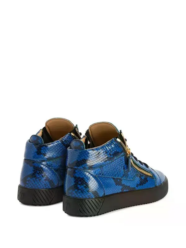 GIUSEPPE ZANOTTI Kriss Python-effect Mid-top Sneakers - Blue