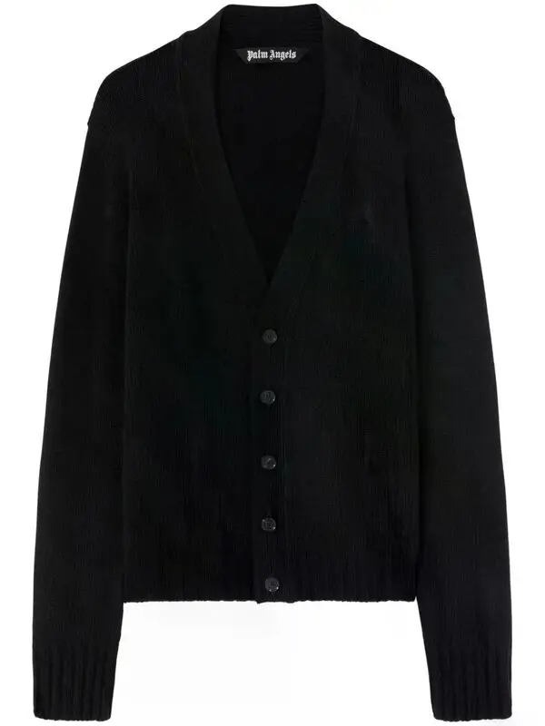Palm Angels Logo-knit Buttoned Cardigan