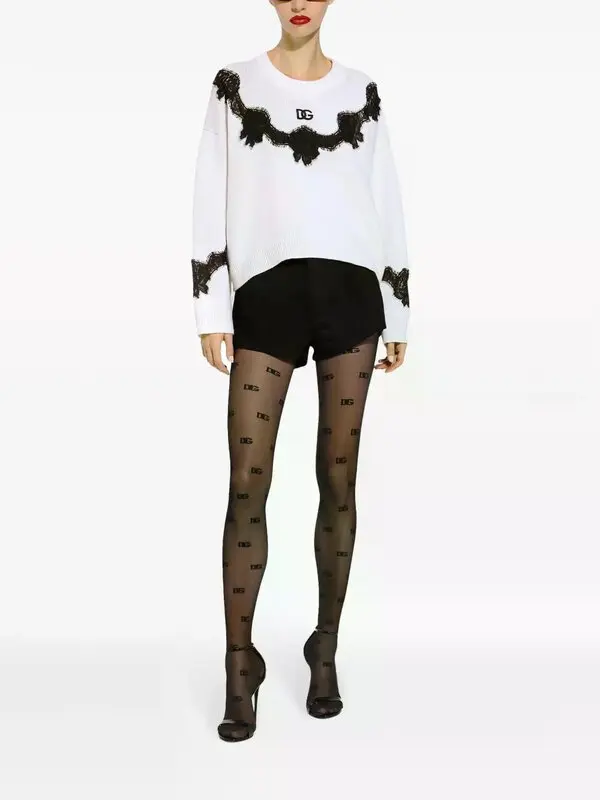 Dolce & Gabbana Virgin Wool-cotton Blend Jumper With Lace Inserts