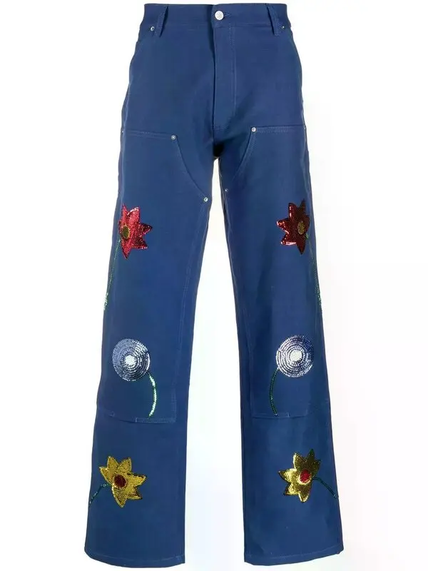 SKY HIGH FARM WORKWEAR Sequin Embellished Cotton Trousers