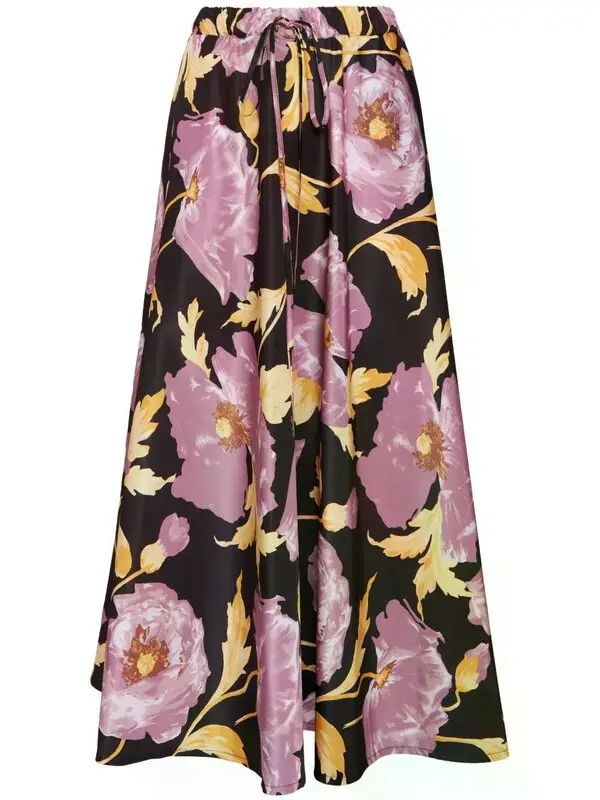 La DoubleJ Floral Print Midi Skirt
