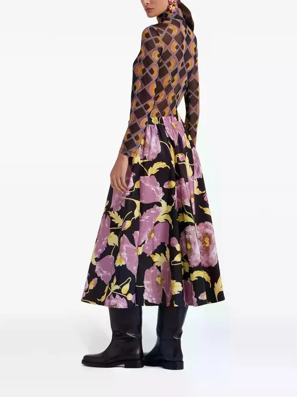 La DoubleJ Floral Print Midi Skirt