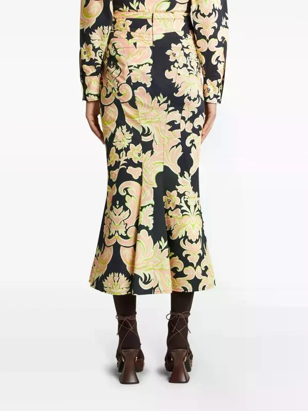 Etro Abstract-print Cotton Midi Skirt