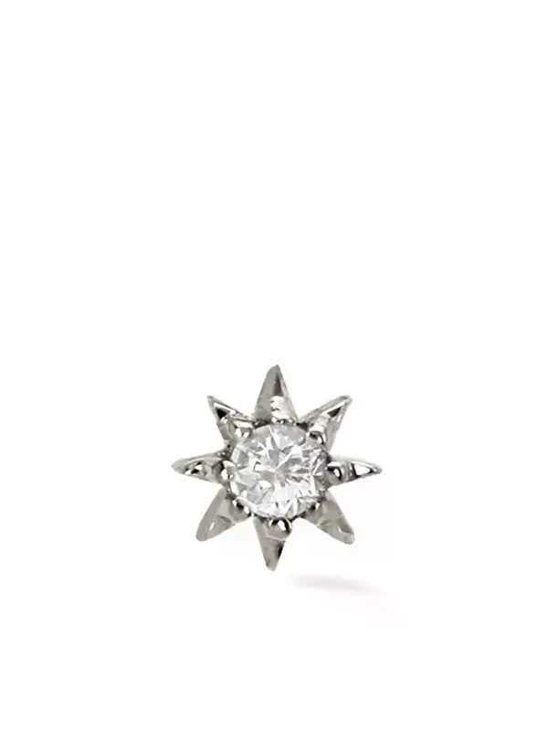 LARK & BERRY 14kt White Gold Interstellar Starburst Diamond Single Stud Earring - Silver