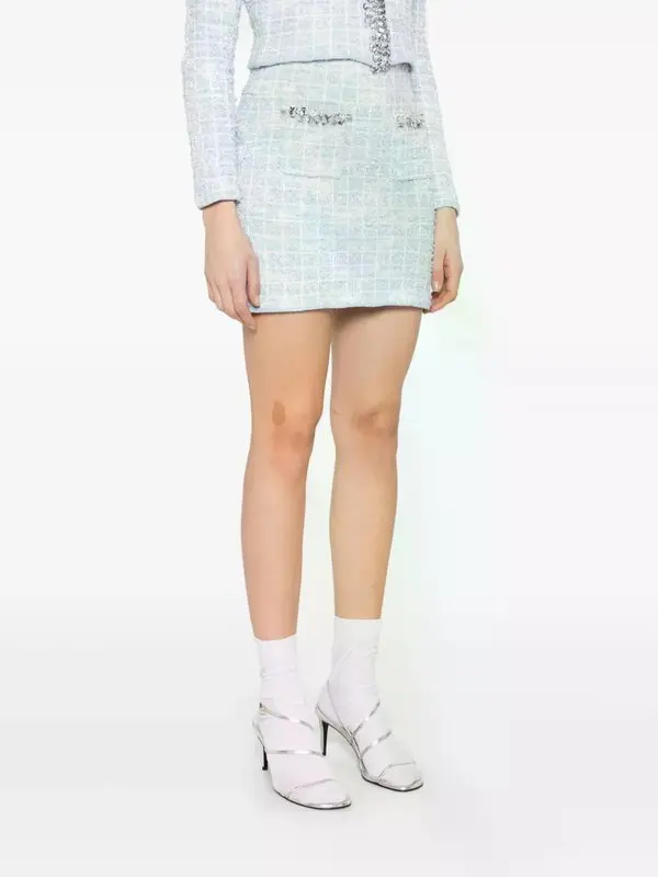 SELF-PORTRAIT Checked Knitted Mini Skirt