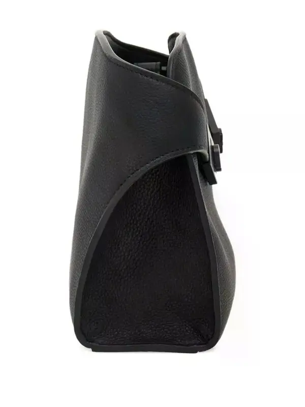 FERRAGAMO Hammered Calfskin Leather Hug Messenger Bag - Black