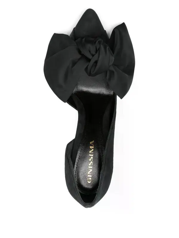 GINISSIMA Samantha Pointed Toe Stiletto Pumps With Bow Detailing - Black