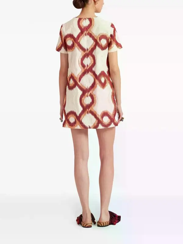 La DoubleJ Geometric-print Mini Swing Dress - Neutrals