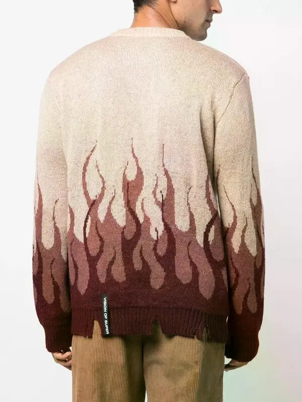 VISION OF SUPER Flame-print Distressed-finish Jumper