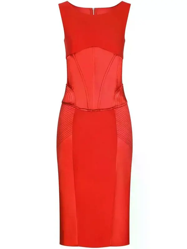 Dolce & Gabbana Corset-detail Satin Midi Dress - Red