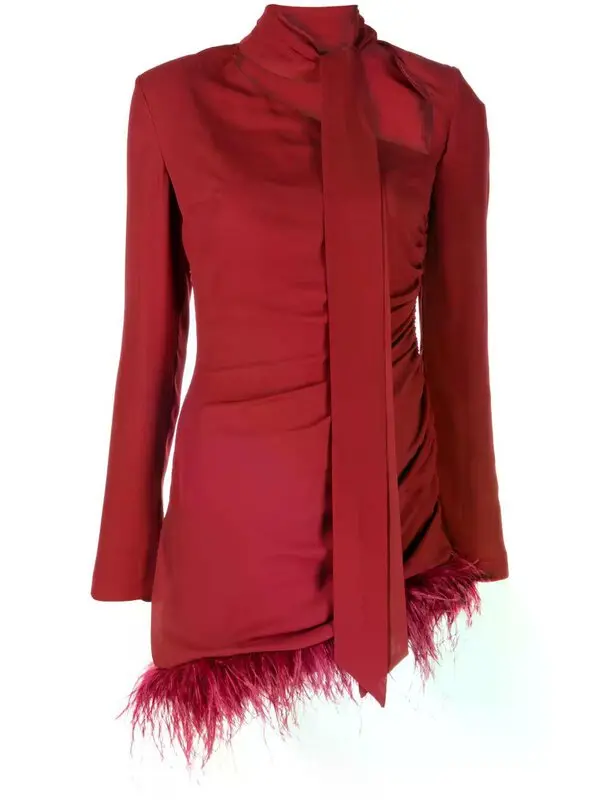 DE LA VALI Avenue Feather-trim Minidress