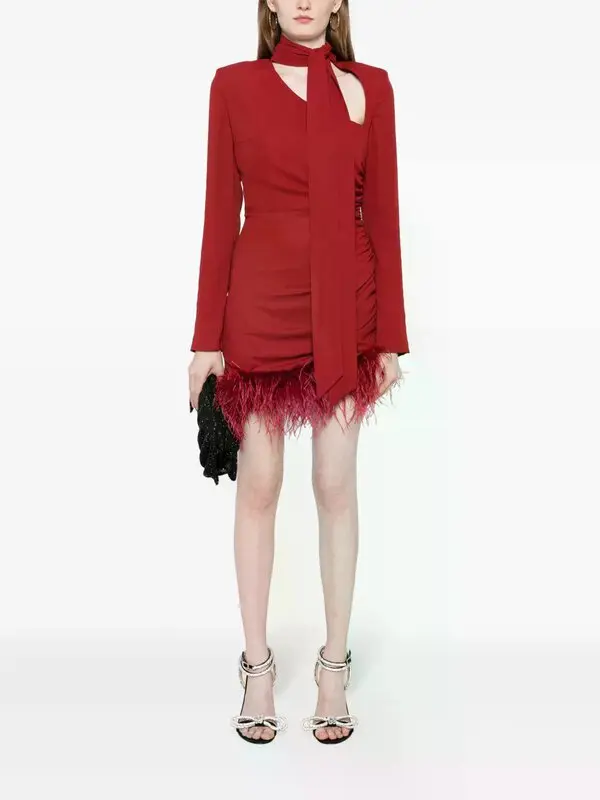 DE LA VALI Avenue Feather-trim Minidress