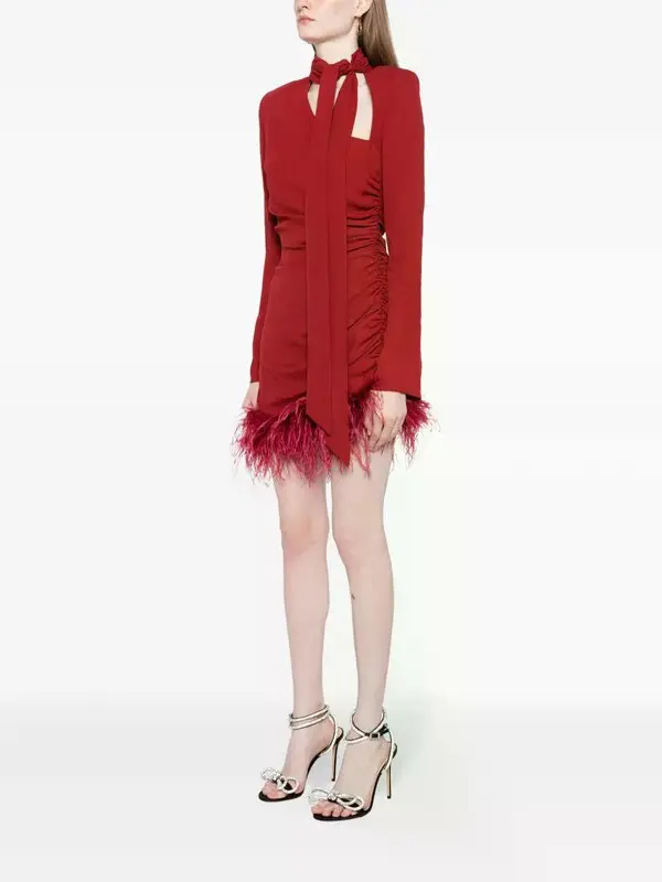 DE LA VALI Avenue Feather-trim Minidress