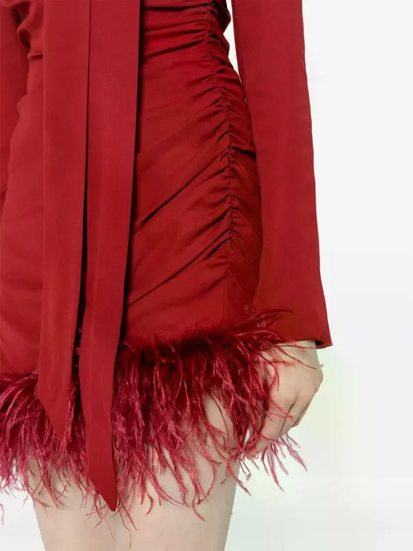 DE LA VALI Avenue Feather-trim Minidress