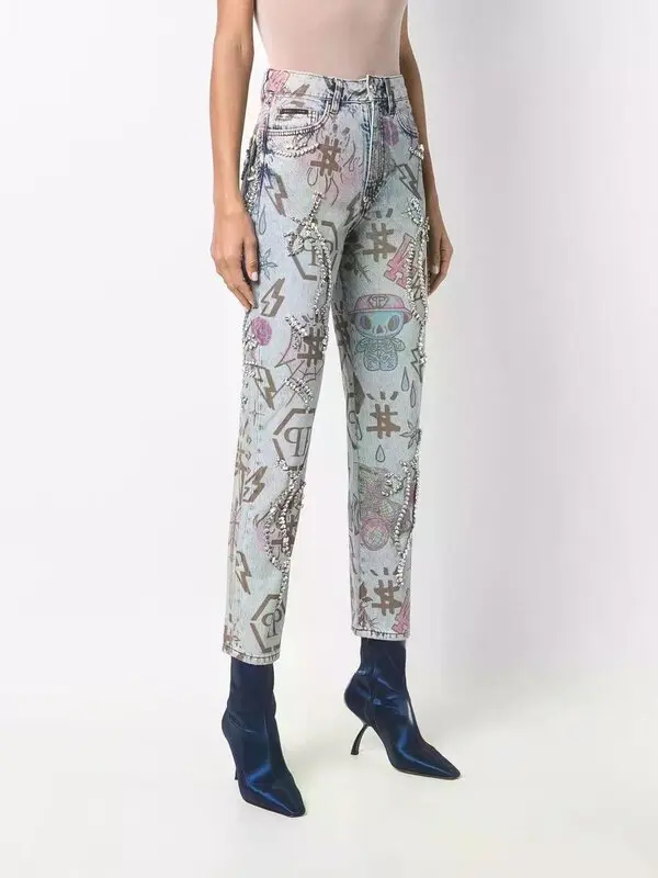 Philipp Plein Tattoo-monogram Boyfriend Jeans