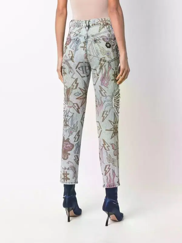 Philipp Plein Tattoo-monogram Boyfriend Jeans