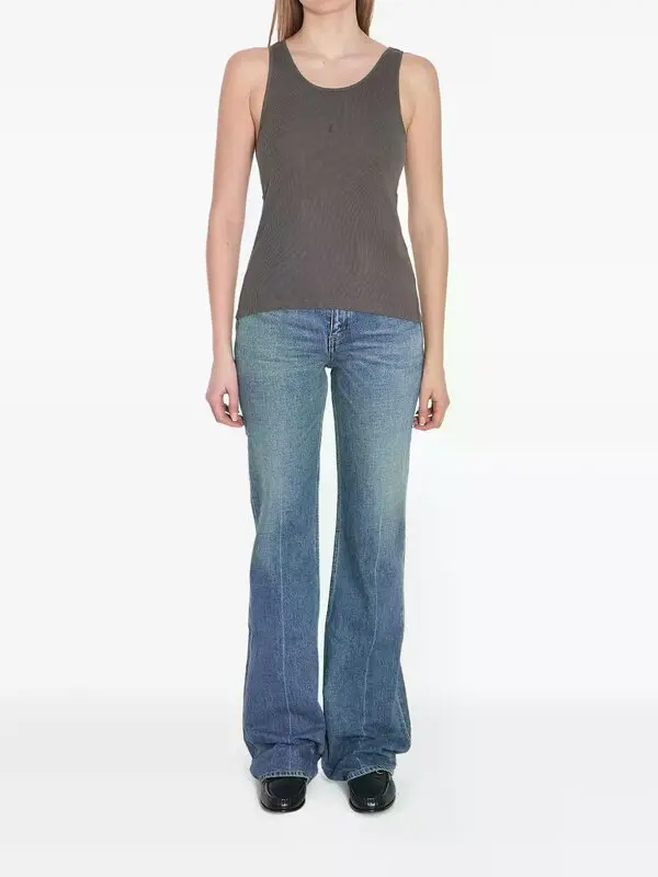 Saint Laurent Cassandre Embroidered Ribbed Tank Top
