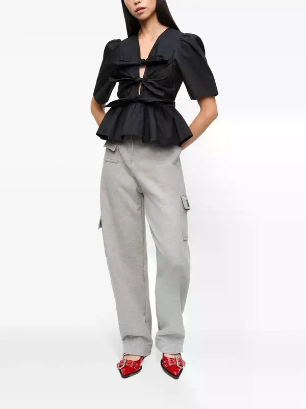 GANNI Bow-detail Blouse - Black