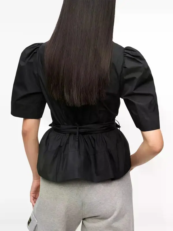GANNI Bow-detail Blouse - Black