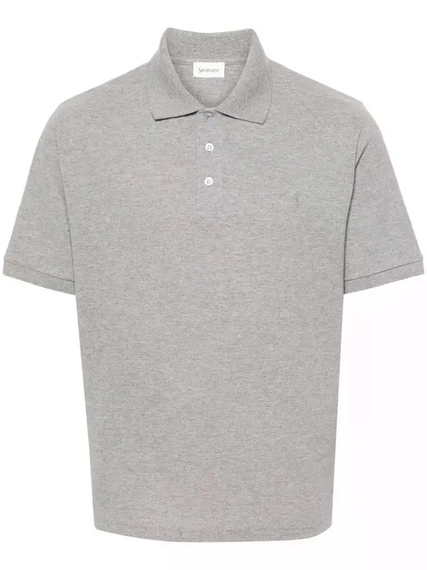 Saint Laurent Piqué-weave Polo Shirt - Grey