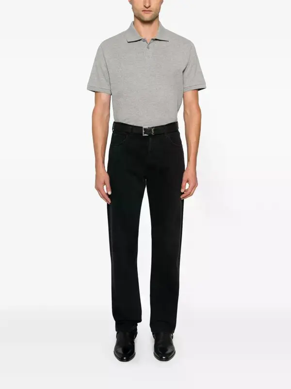 Saint Laurent Piqué-weave Polo Shirt - Grey
