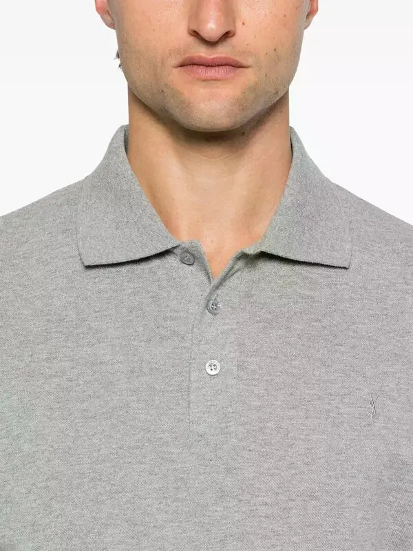 Saint Laurent Piqué-weave Polo Shirt - Grey