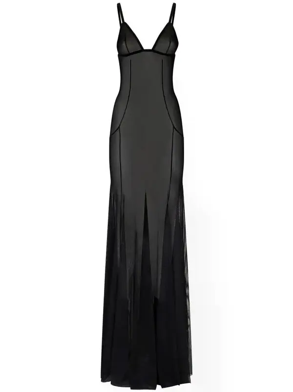 Dolce & Gabbana Semi-sheer Open-back Nightdress - Black