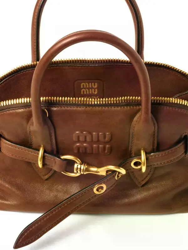 Miu Miu Small Aventure Leather Tote Bag - Brown