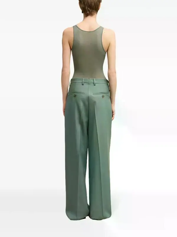 AMI Paris Large-fit Wool Trousers - Green