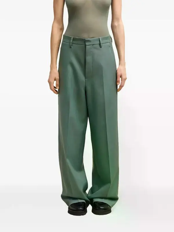 AMI Paris Large-fit Wool Trousers - Green