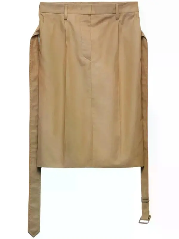 Prada Belted Cotton Pencil Skirt