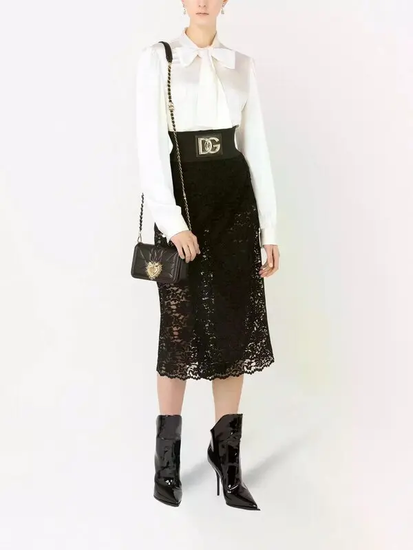 Dolce & Gabbana Floral-lace Midi Skirt
