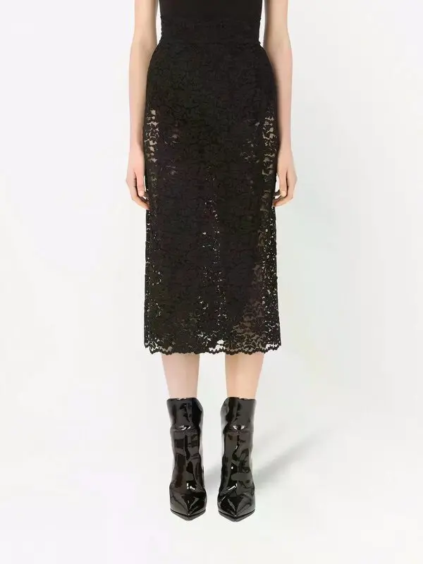 Dolce & Gabbana Floral-lace Midi Skirt