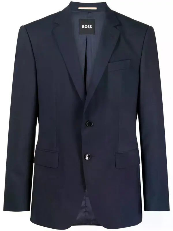 BOSS Notched-lapels Single-breasted Blazer - Blue