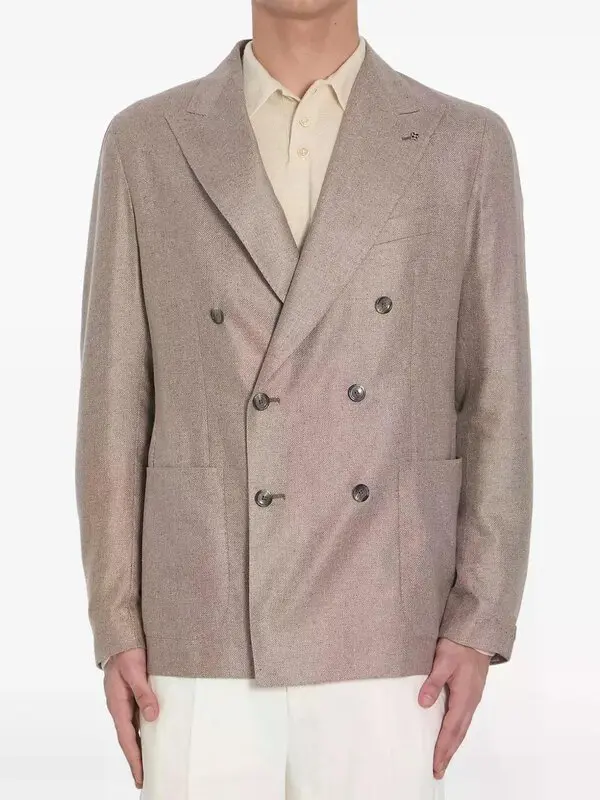 Tagliatore Silk Double-breasted Blazer - Neutrals
