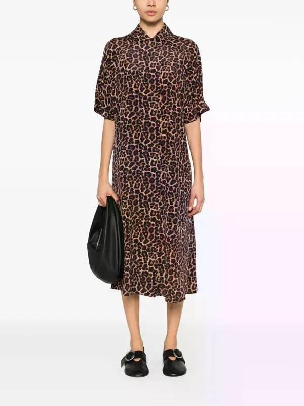 ANINE BING Julia Leopard Print Dress