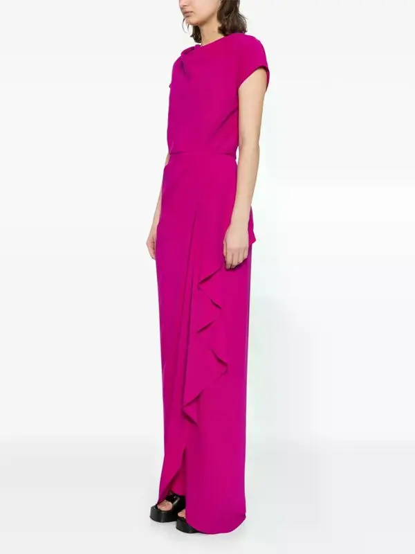 Amsale Draped Crepe Gown - Purple