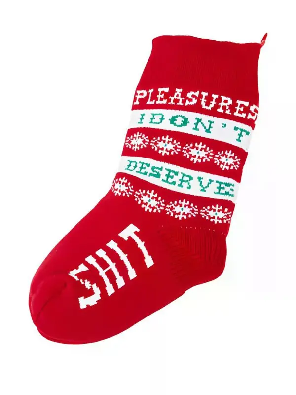 PLEASURES Holiday Crew Socks - Red