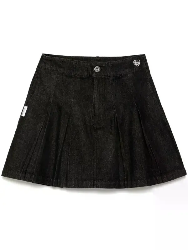 CHOCOOLATE Denim Pleated Skirt - Black