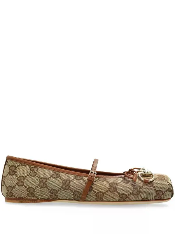 Gucci Print Strap Ballet Flats - Neutrals
