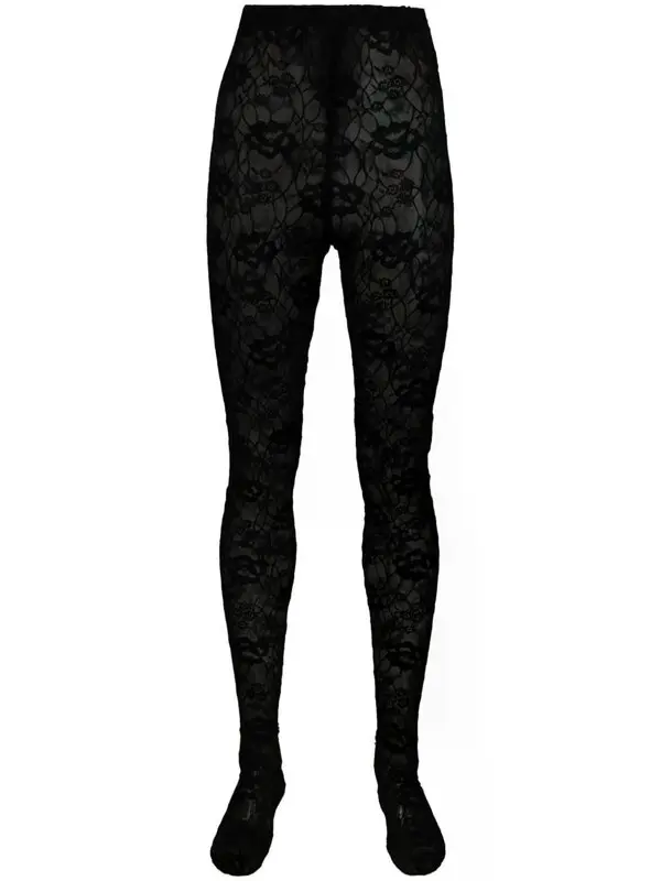 Saint Laurent Lace-detailing Stretch Tights - Black