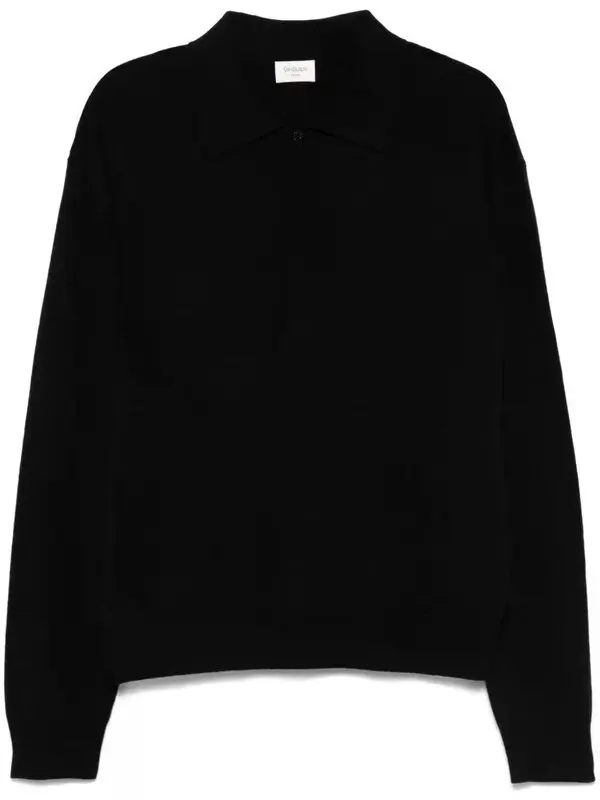 Saint Laurent Wool Polo Shirt - Black