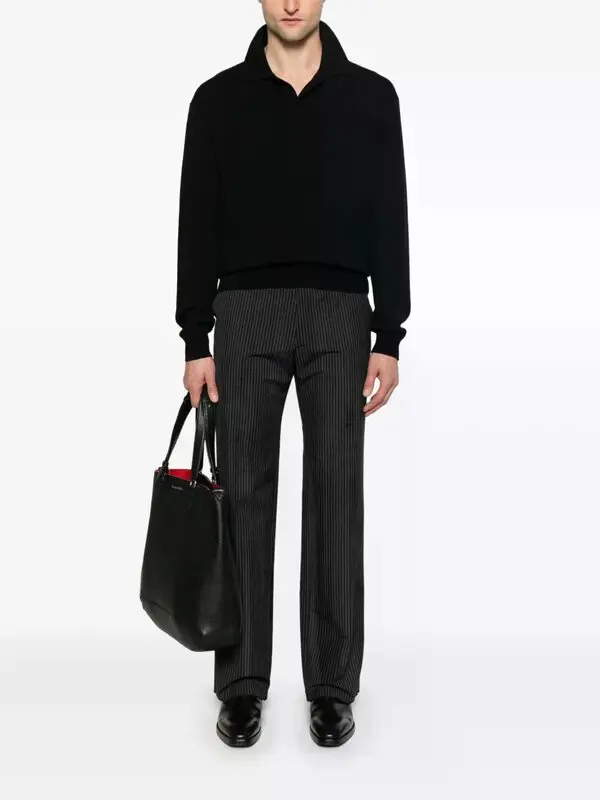 Saint Laurent Wool Polo Shirt - Black