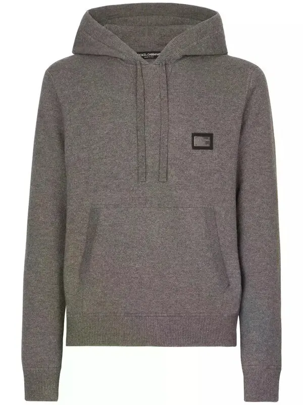 Dolce & Gabbana Wool-cashmere Hoodie With Logo Tag