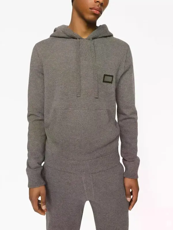 Dolce & Gabbana Wool-cashmere Hoodie With Logo Tag