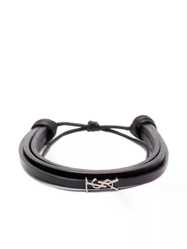 Saint Laurent Cassandre Multi-strap Bracelet - Black