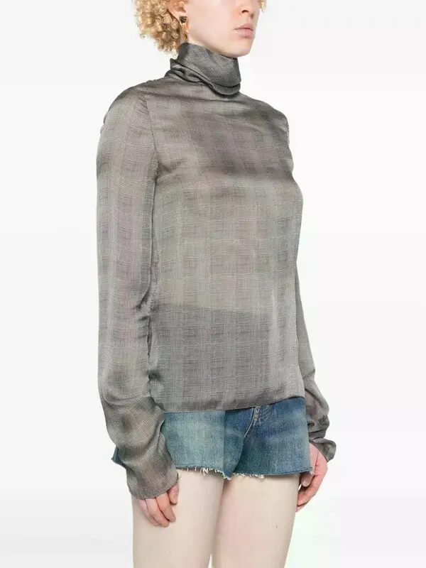 Saint Laurent Checked Silk Blouse