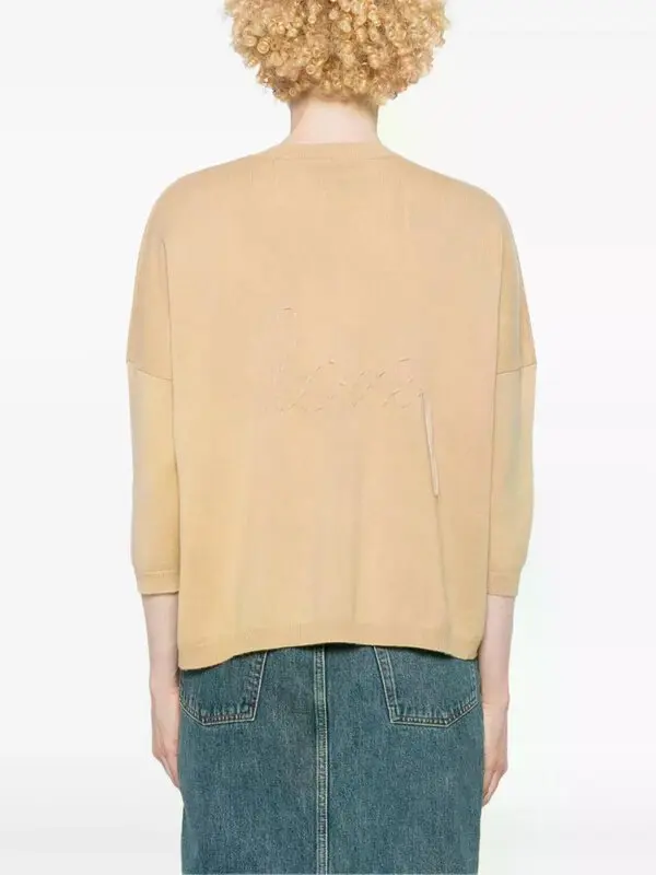 Max & Moi Fine-knit Jumper With Leather Detail